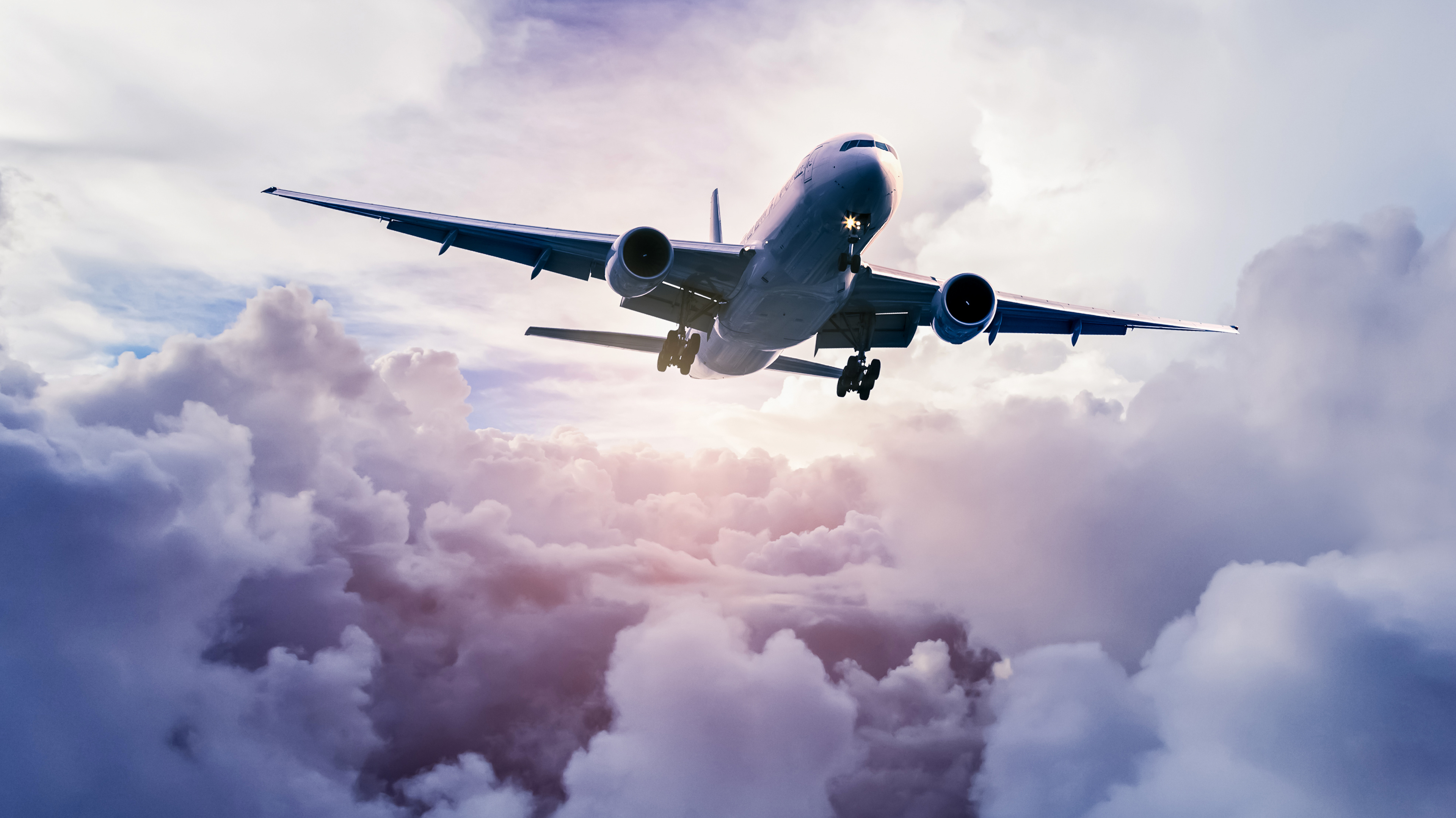 Fondos de Pantalla Avión Blanco y Azul Volando en el Cielo 4K Ultra HD ...