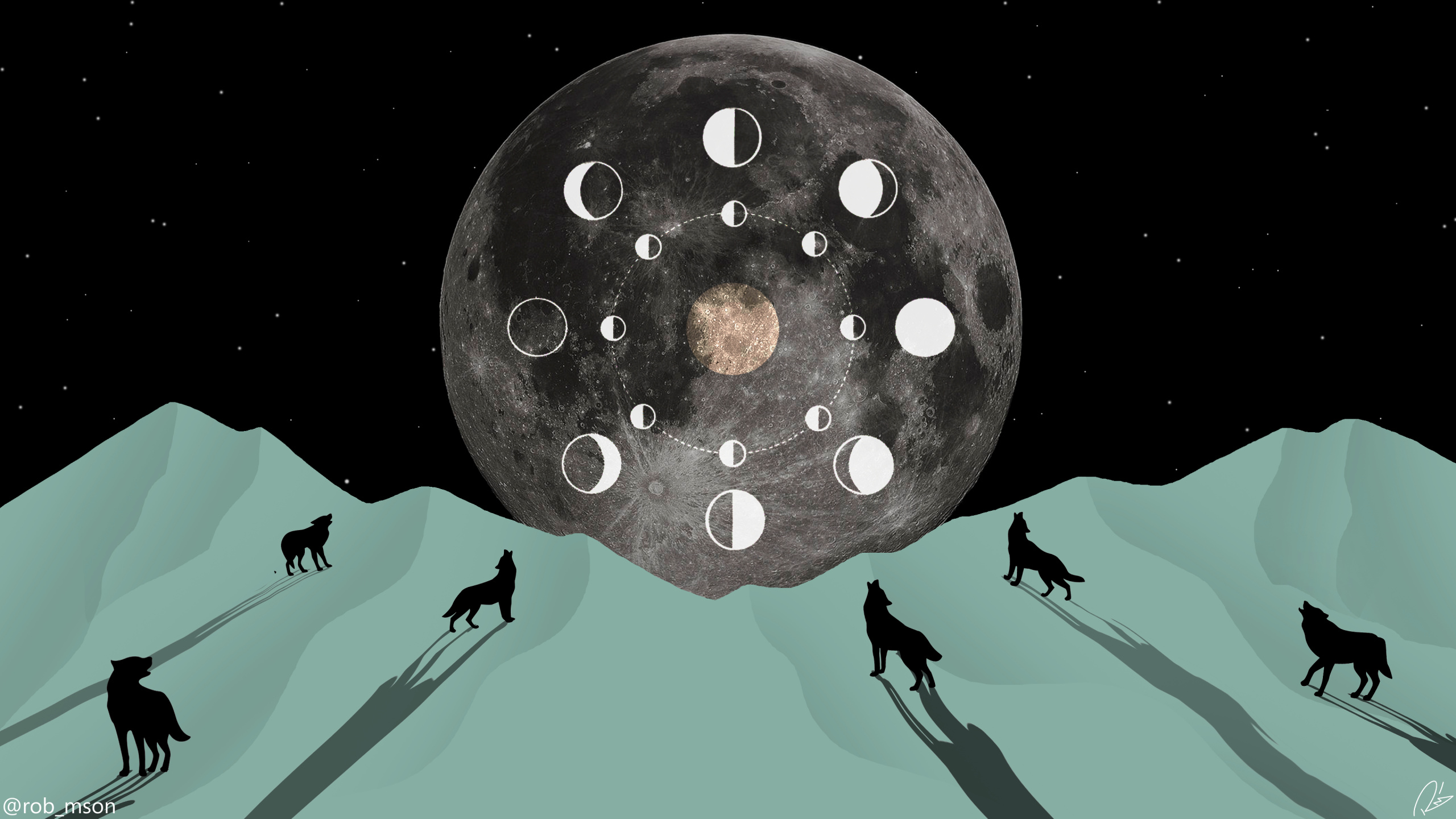 Wallpaper Moon, World, Art, Astronomical Object, Space, WQHD, QHD, 16:9 ...