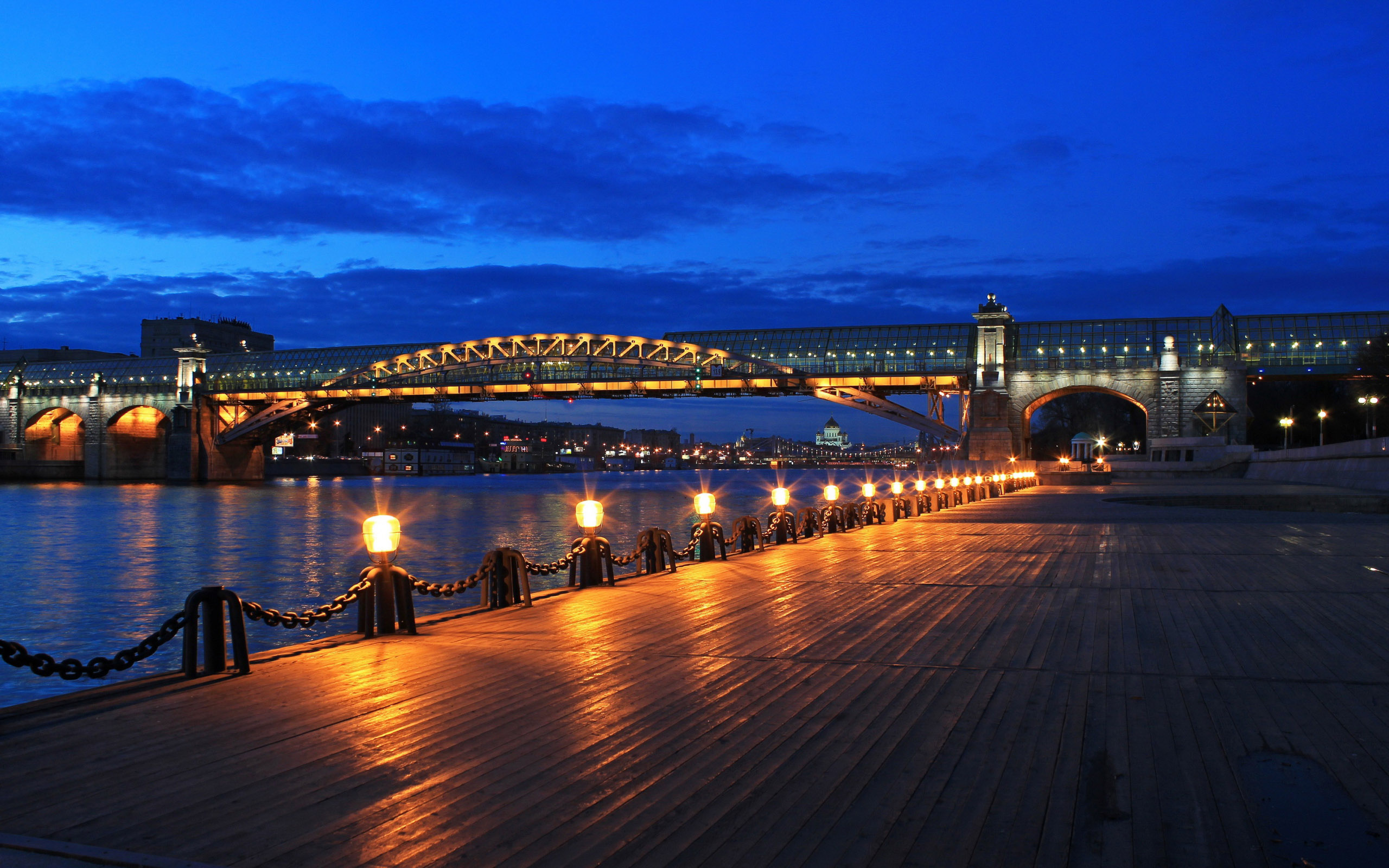 Wallpaper Bridge Over Water During Night Time, Background - Download ...