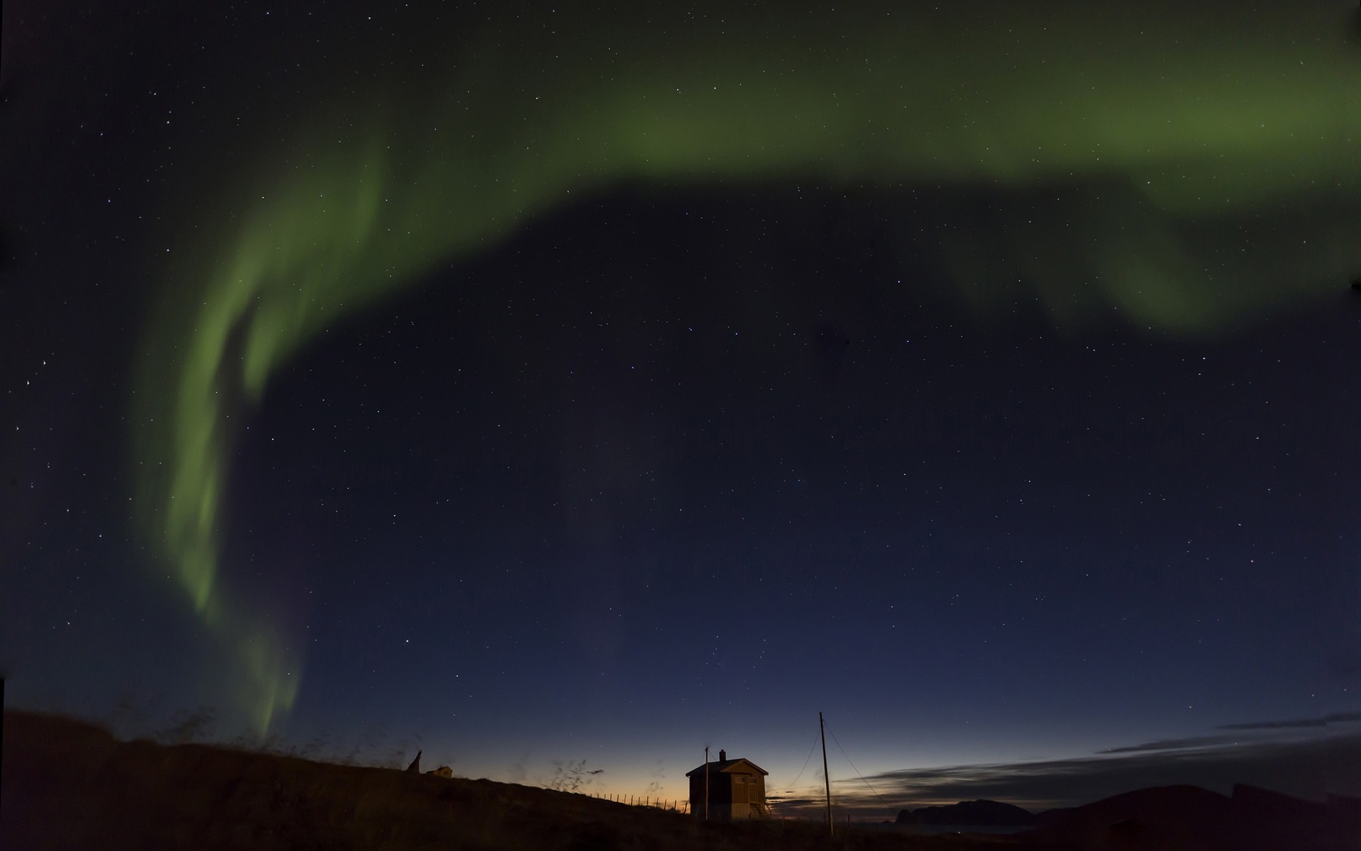 Wallpaper Brown Wooden House Under Green Sky During Night Time ...