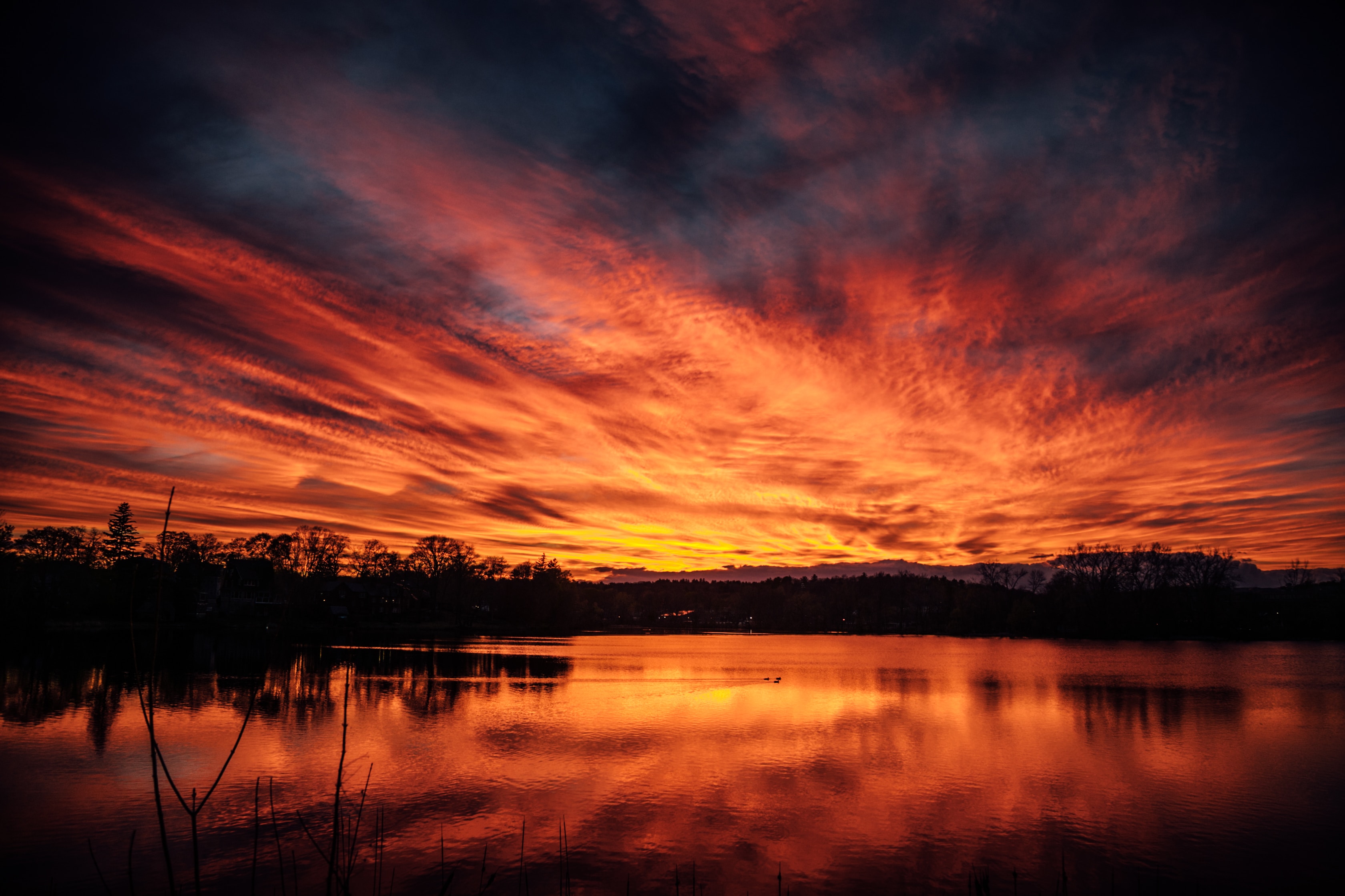 Wallpaper Sunset, Afterglow, Nature, Reflection, Natural Landscape ...