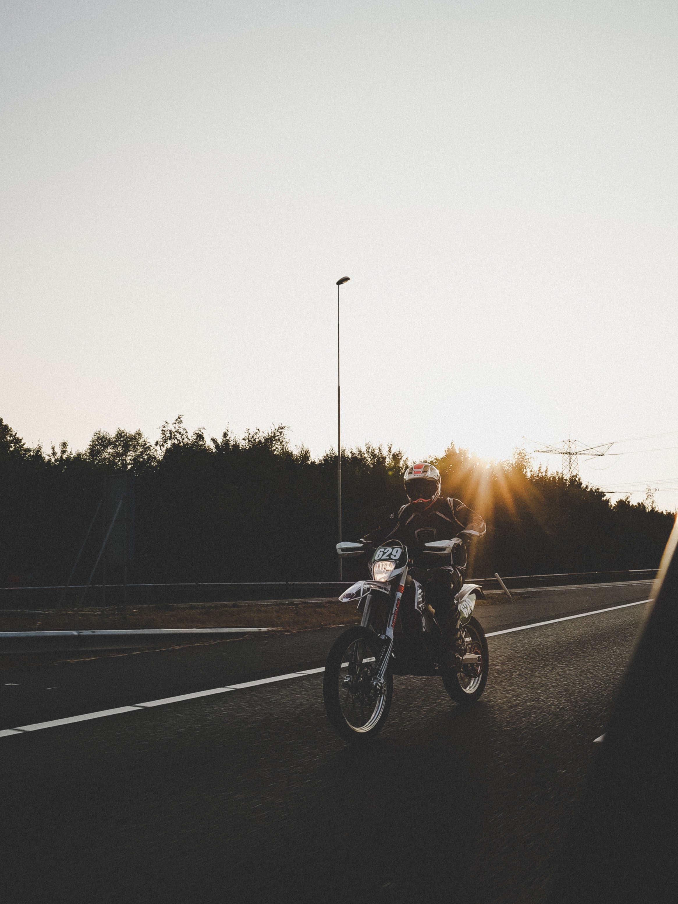 Wallpaper Man Riding Motorcycle on Road During Sunset, Background ...