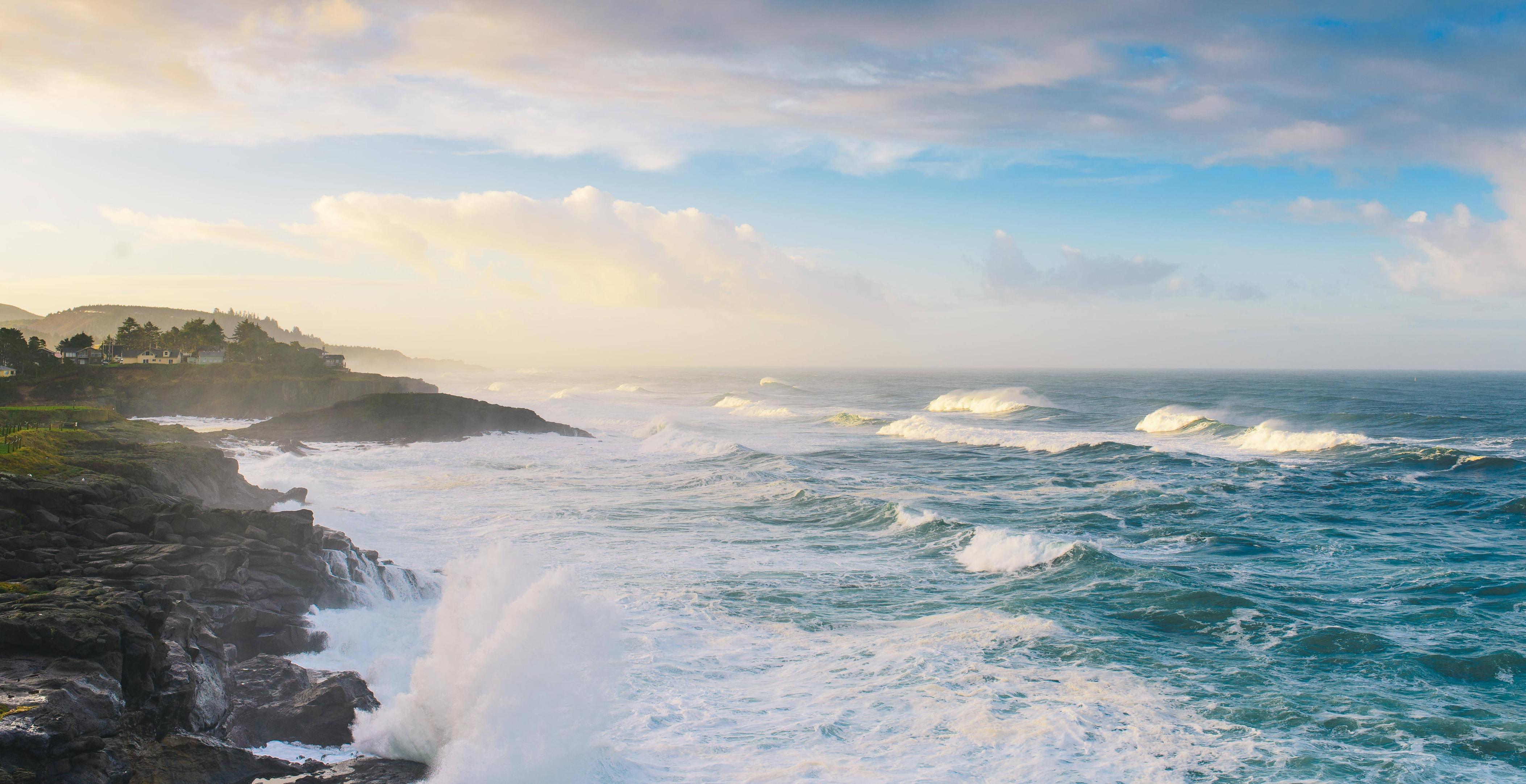 Wallpaper Ocean Waves Crashing on Shore During Daytime, Background ...