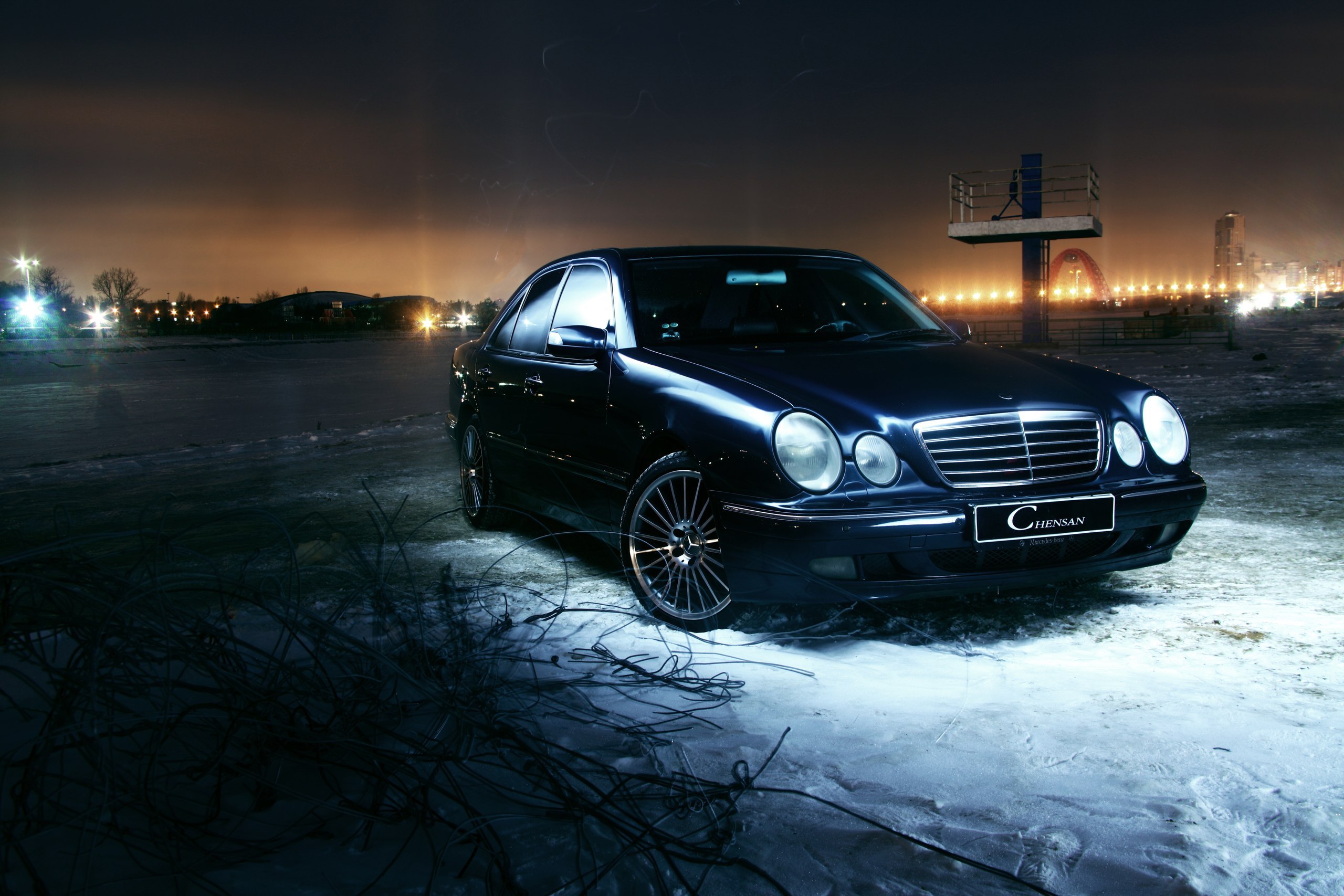 Wallpaper Black Mercedes Benz Coupe on Snow Covered Ground During Night ...