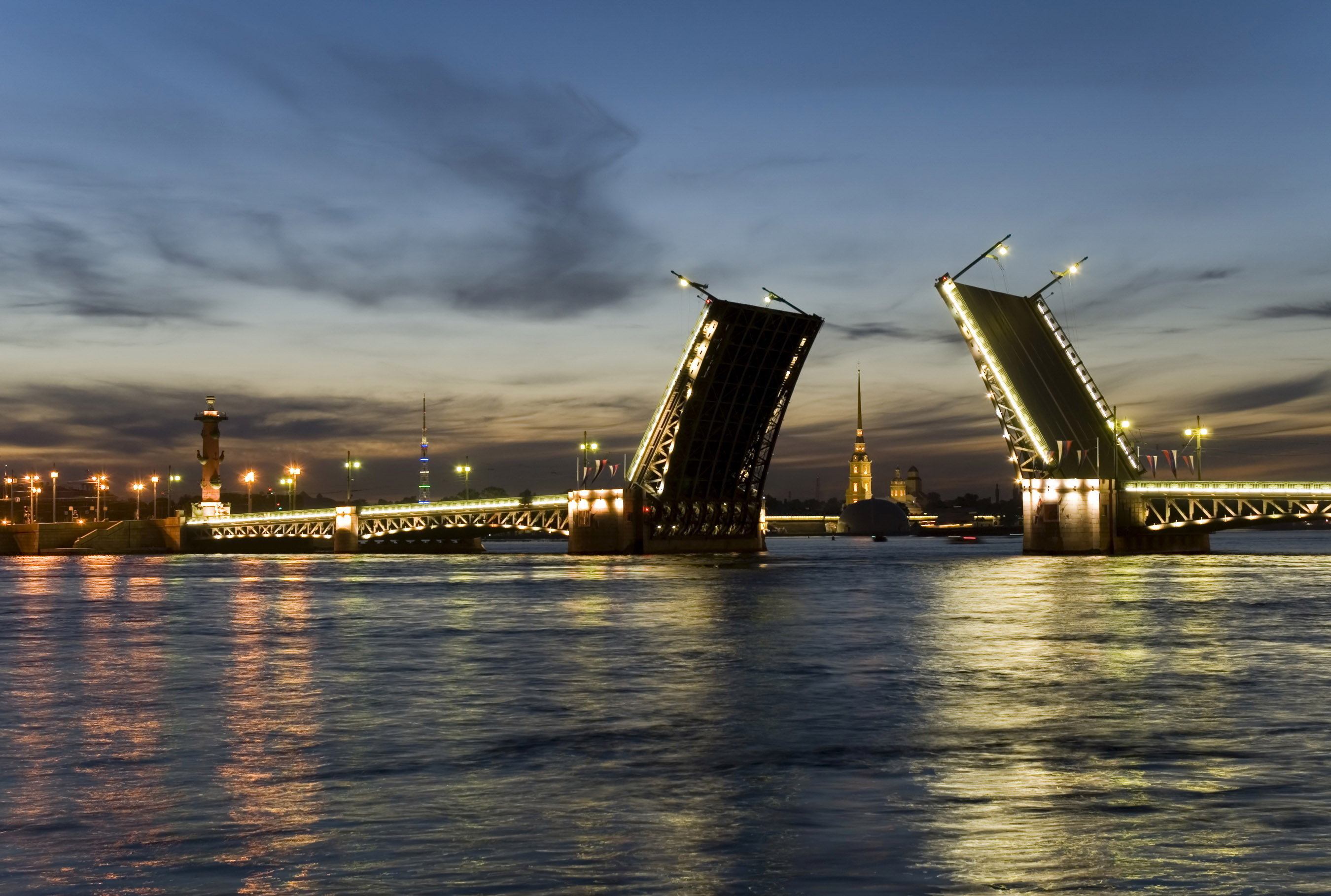 Wallpaper Bridge Over Water During Night Time, Background - Download ...