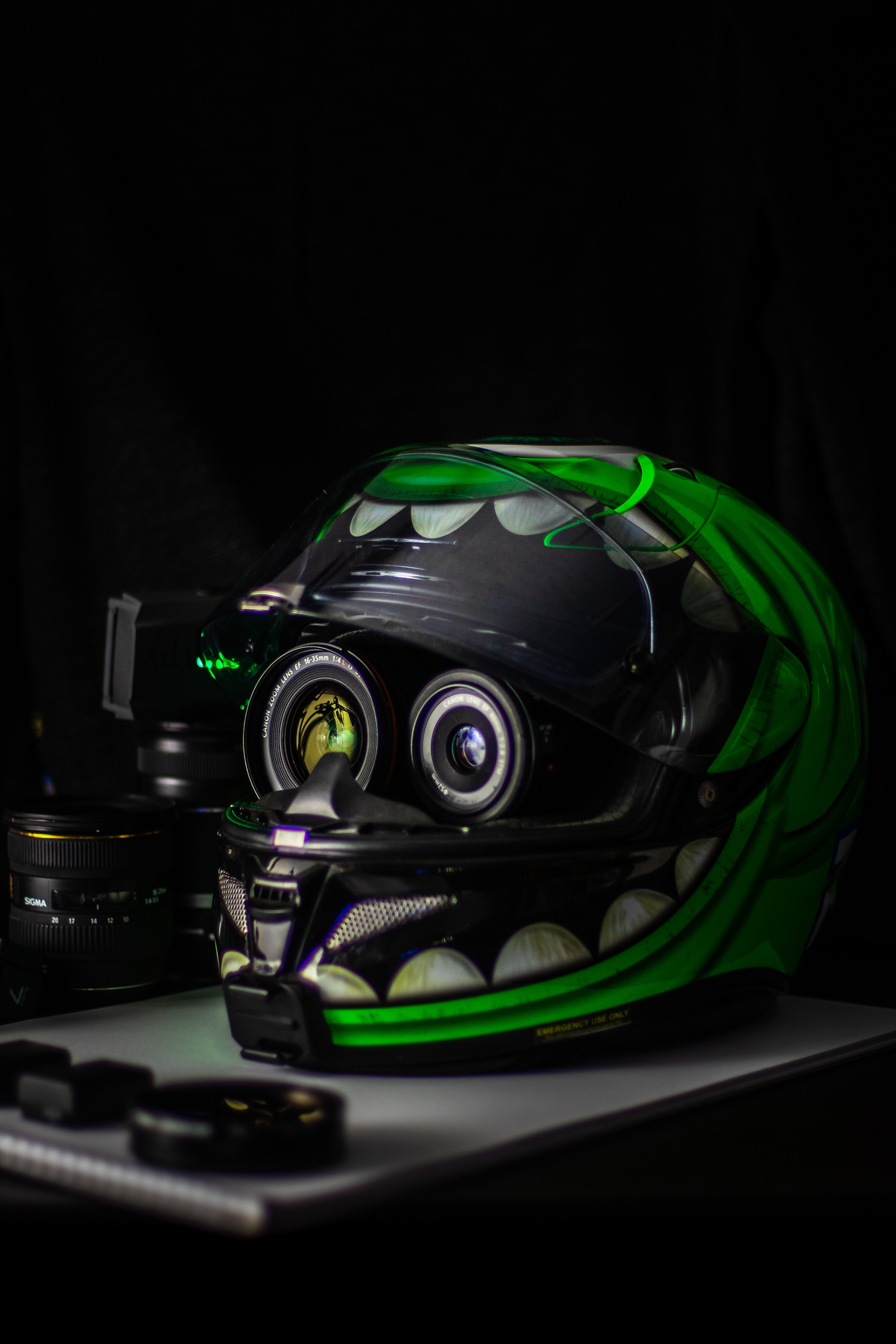 Wallpaper Black and Green Motorcycle Helmet, Background - Download Free ...