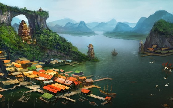 Wallpaper Aerial View of Houses Near Body of Water During Daytime ...