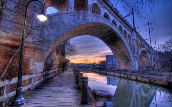 Wallpaper Brown Wooden Bridge Over River During Sunset, Background ...