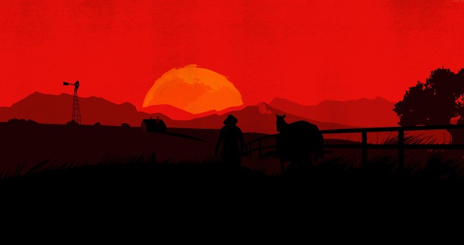 Wallpaper Red Dead Redemption 2, Red Dead Redemption, Red, Afterglow ...